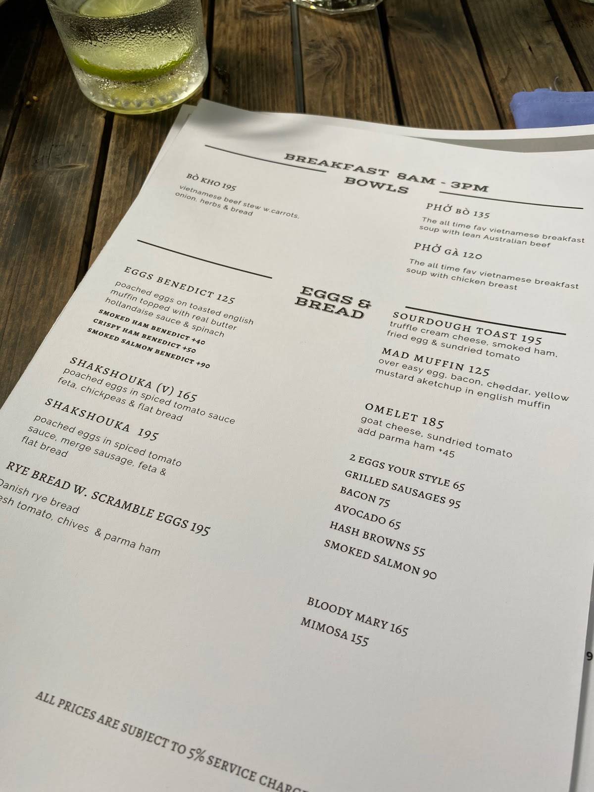 Menu at MAD House restaurant, Ho Chi Minh City, 6/1/2 Nguyễn Ư Dĩ