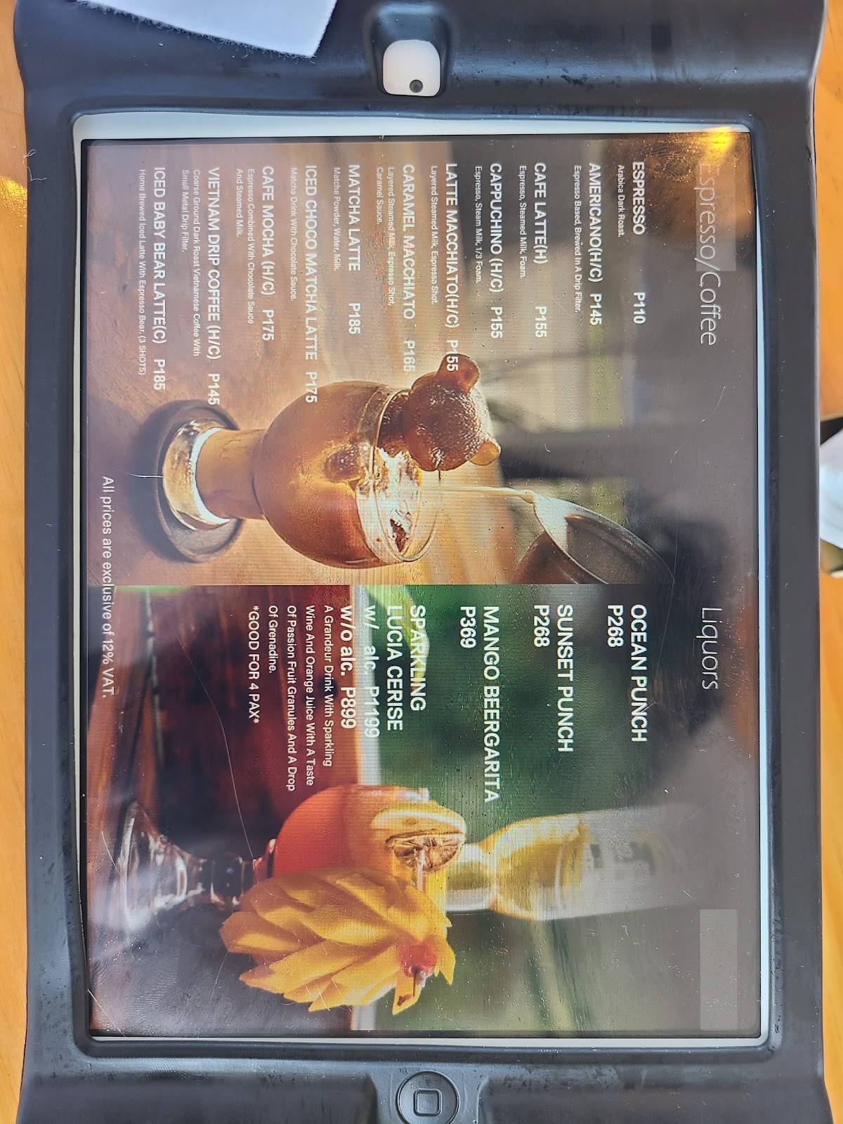 Menu at MIST restaurant, Panglao, Anos Fonacier Circumferential Rd