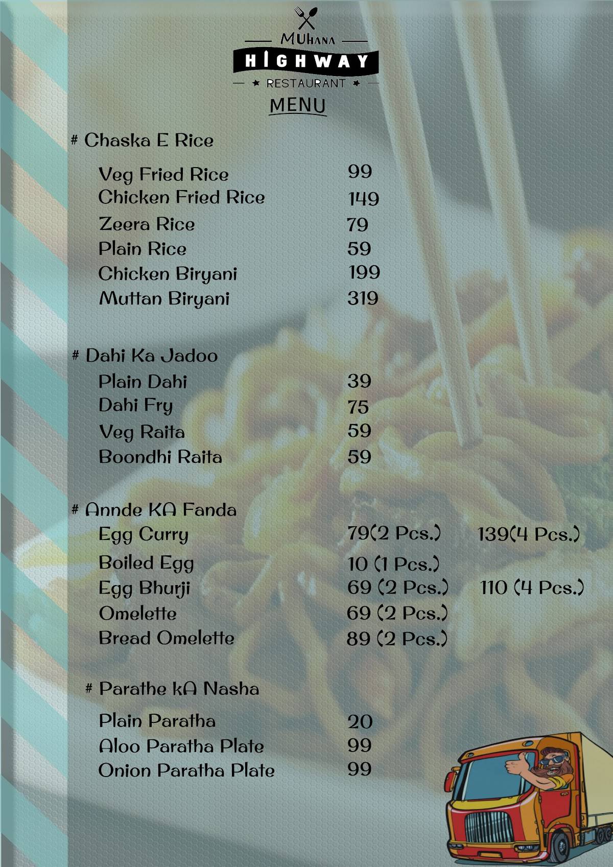 Menu at MUHANA HIGHWAY RESTAURANT (veg and non veg), Jaipur