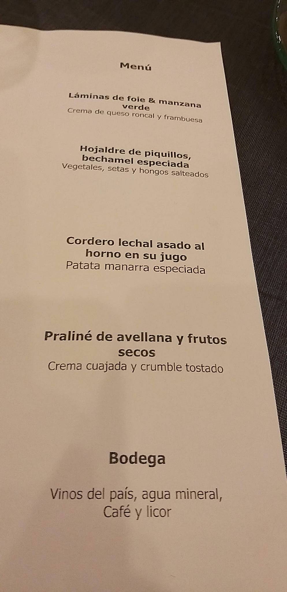 Carta de Restaurante Maher, Cintruénigo