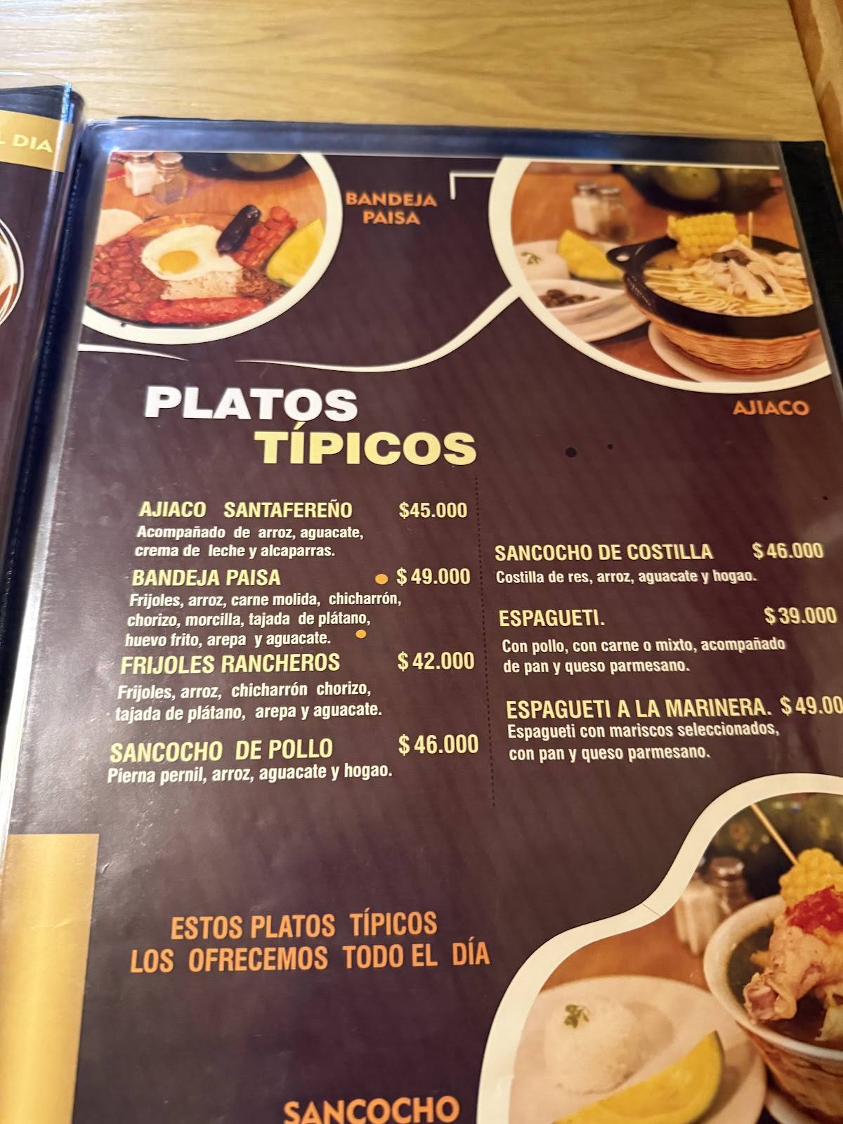 Carta del restaurante Mama Lupe, Bogotá