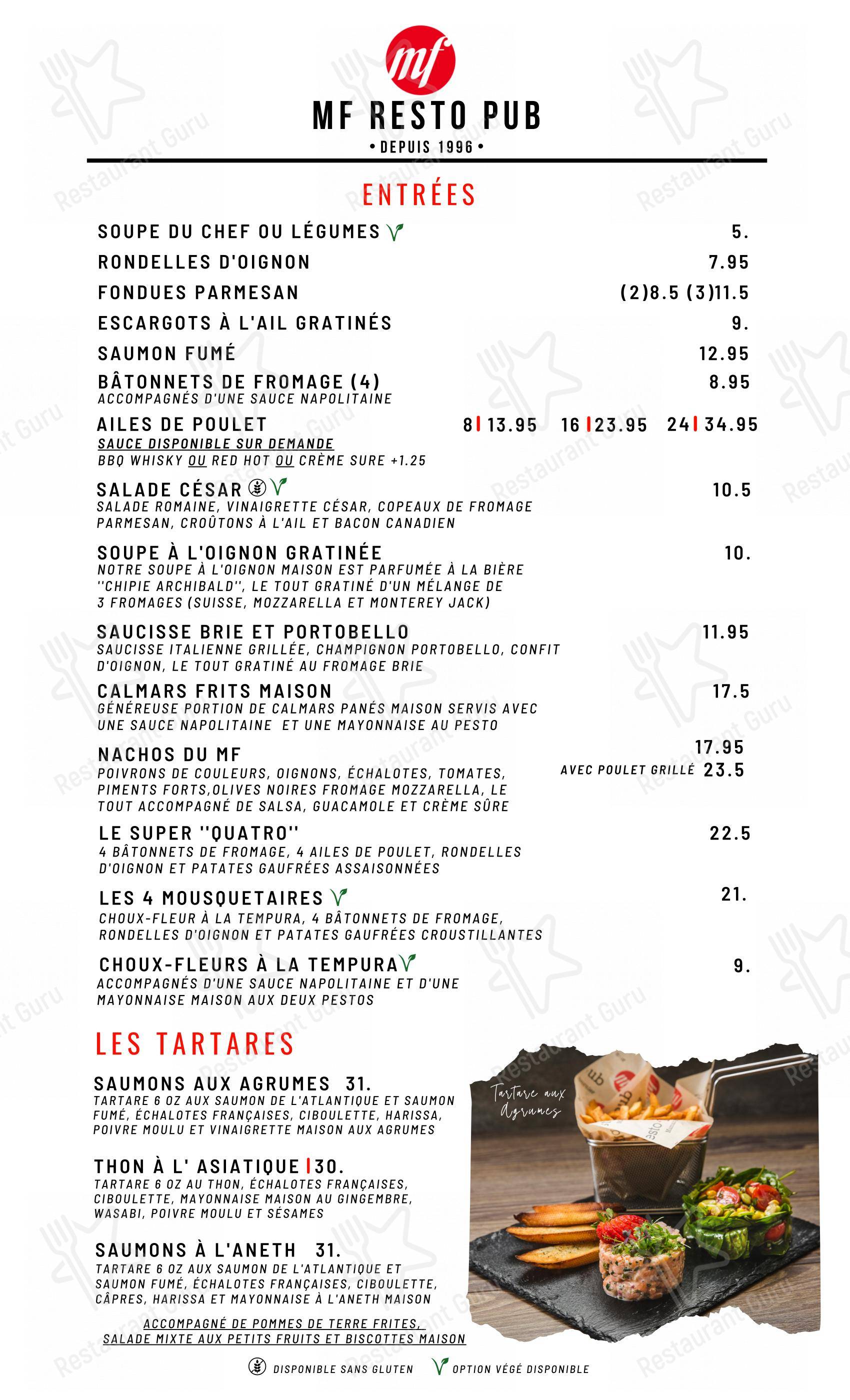 Menu au Maman Fournier Restaurant | Pub, Trois-Rivières, Bd des Récollets