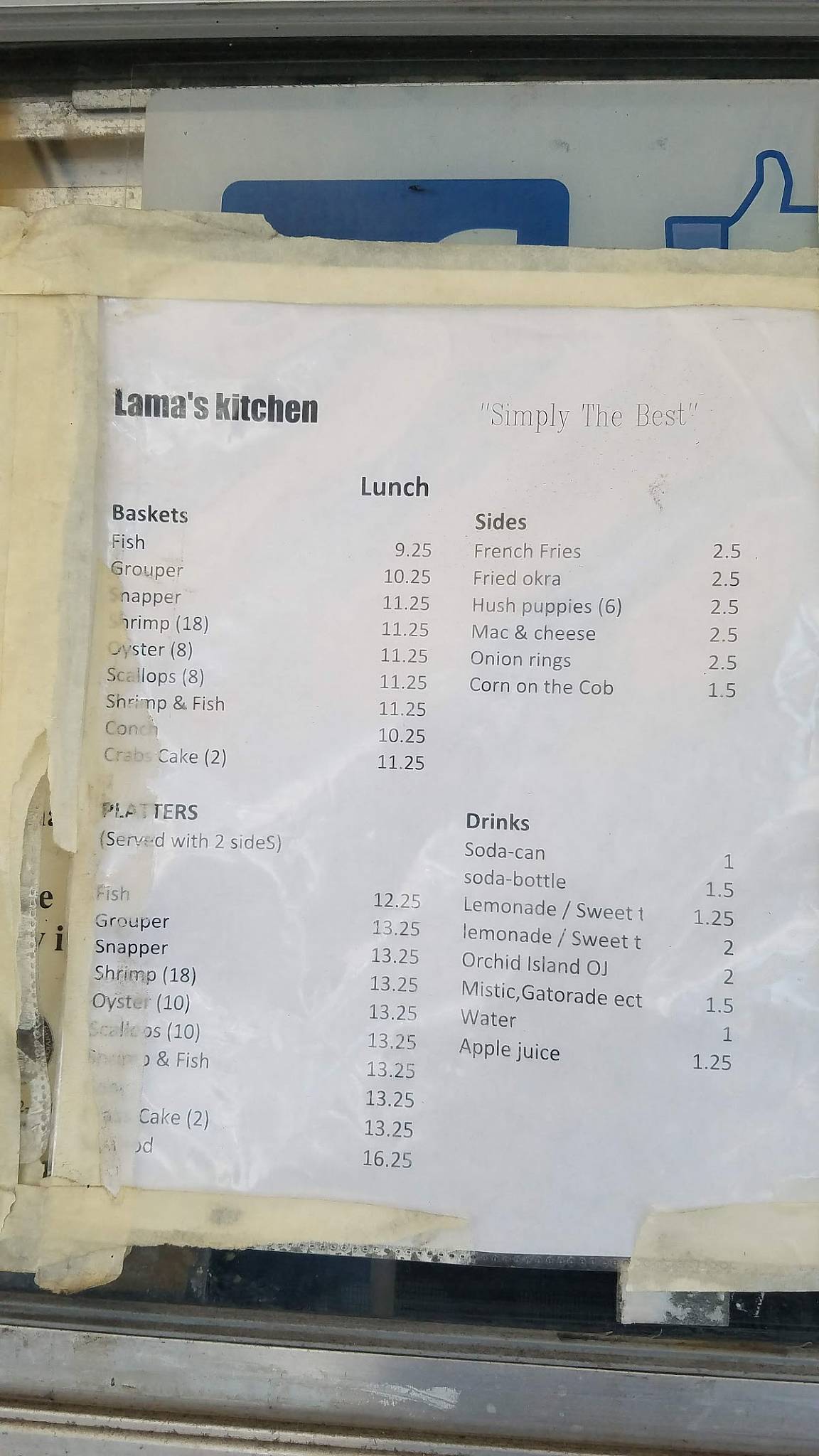 Menu at Lama’s Kitchen and more restaurant, Fort Pierce