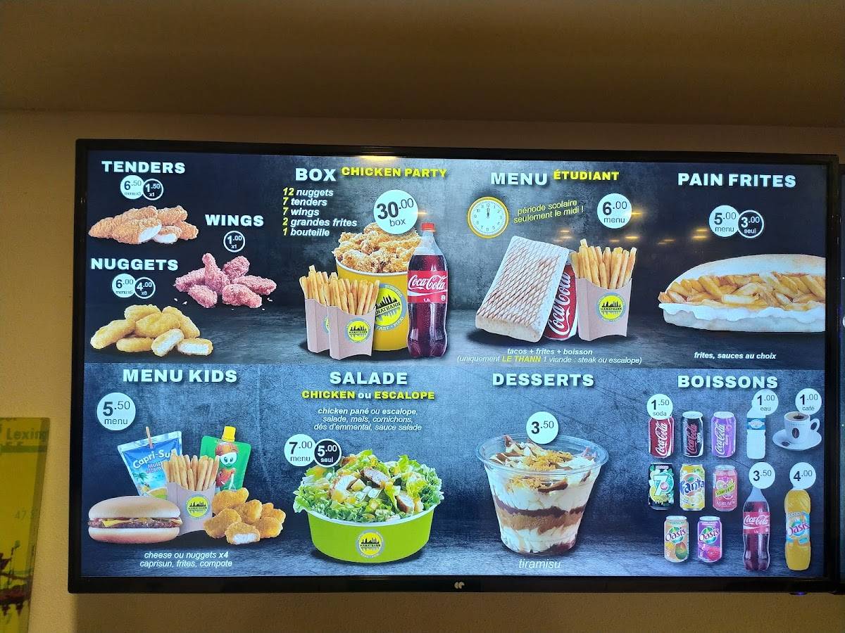Menu au Manathann (Fast Food), Thann