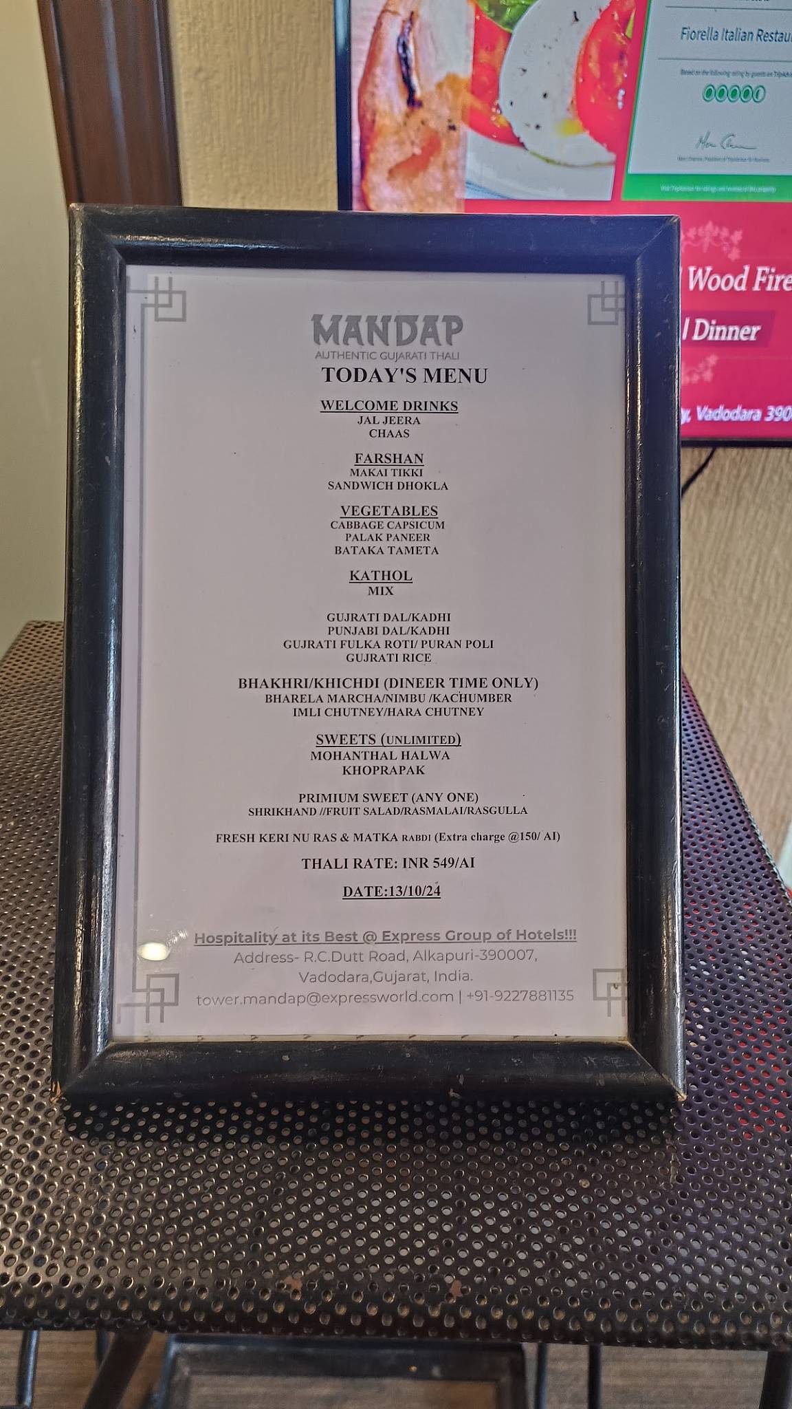 Menu at Mandap The Authentic Gujarati Thali Restaurant, Vadodara, RC ...