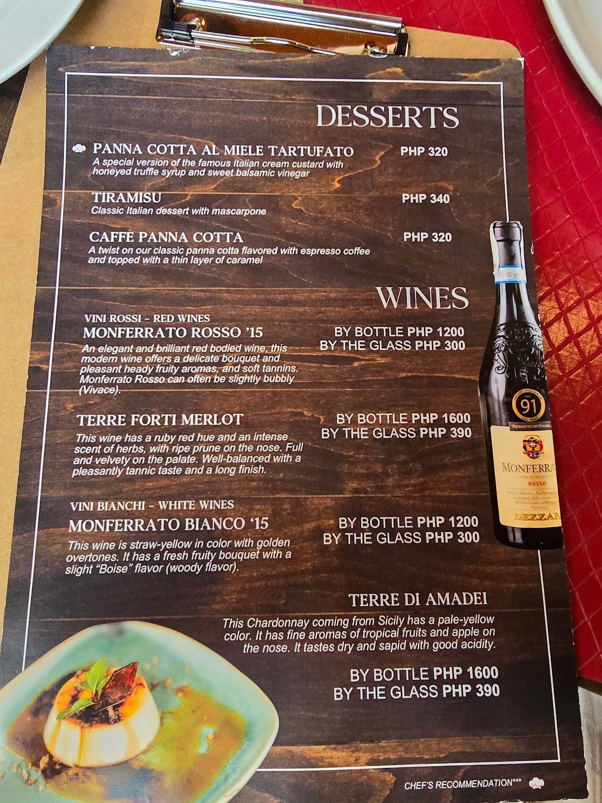 Menu at Mario Mio restaurant, Silang, 5XV7+3HF