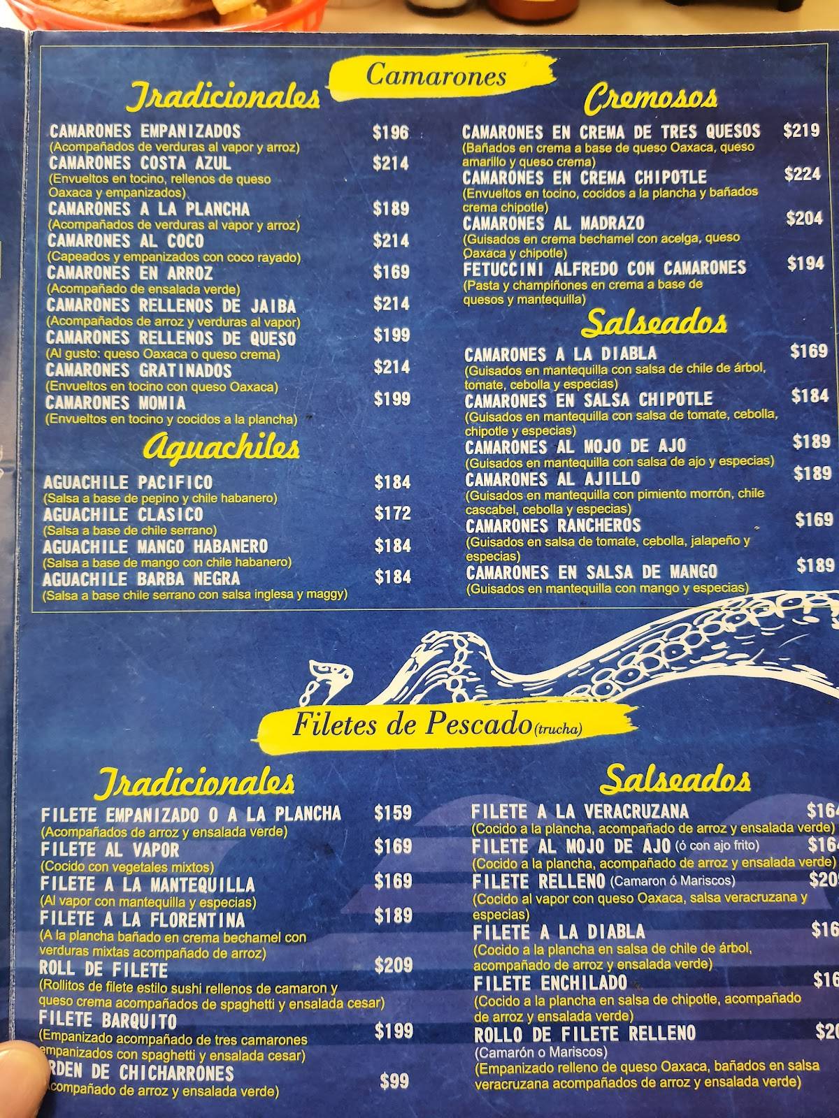 Carta del restaurante El Pulpo, Reynosa, Blvd. Morelos 1460