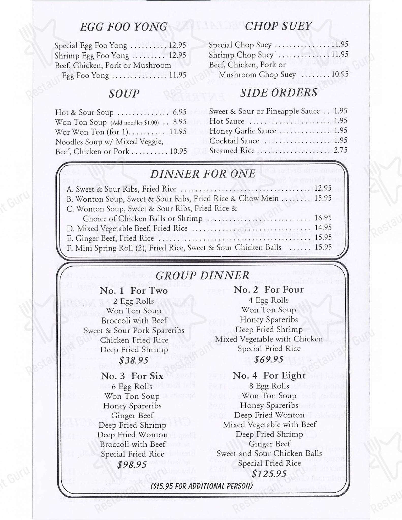 Menu at Mark's Family Restaurant, Yellowknife
