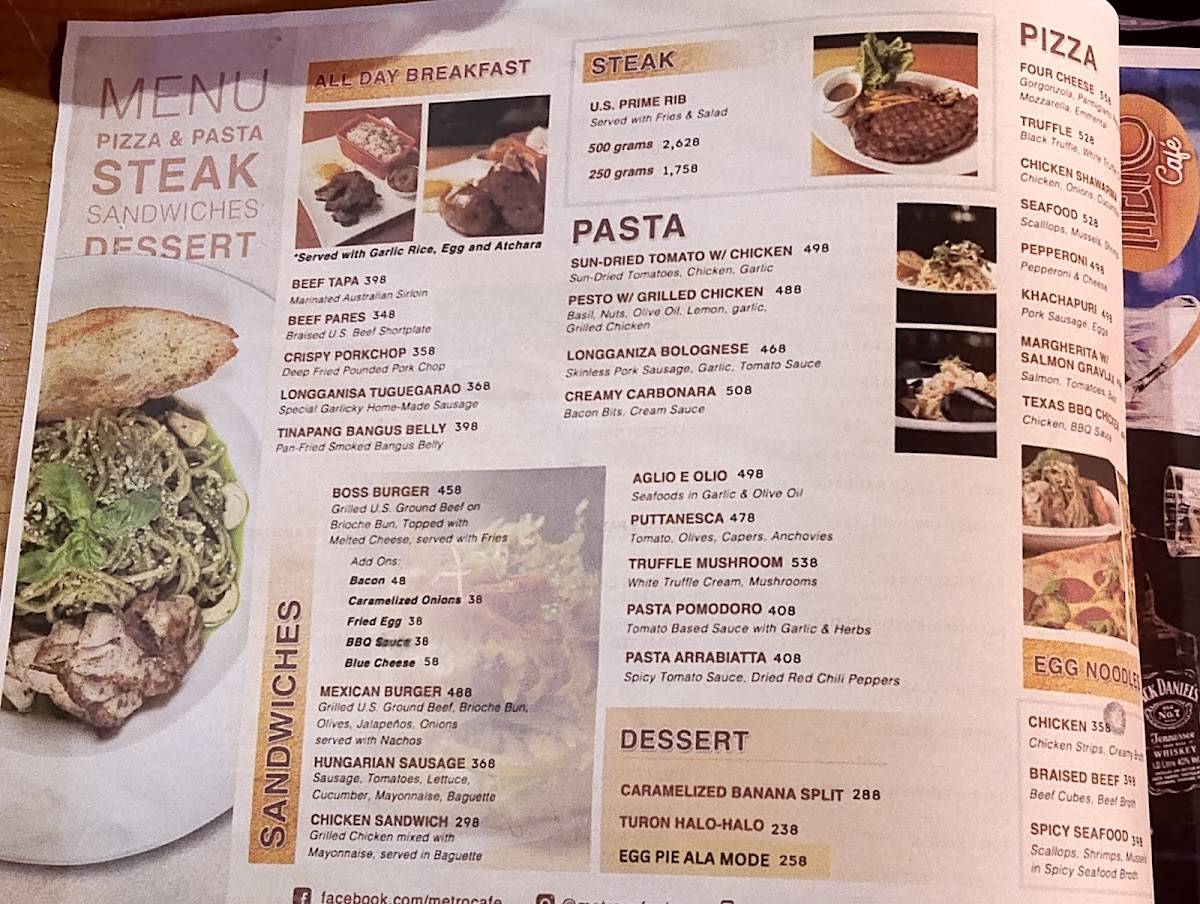 Menu at Metro Café restaurant, Pasay, Ground Floor