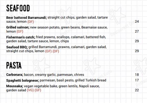 Menu at Mihi Tavern restaurant, Brassall
