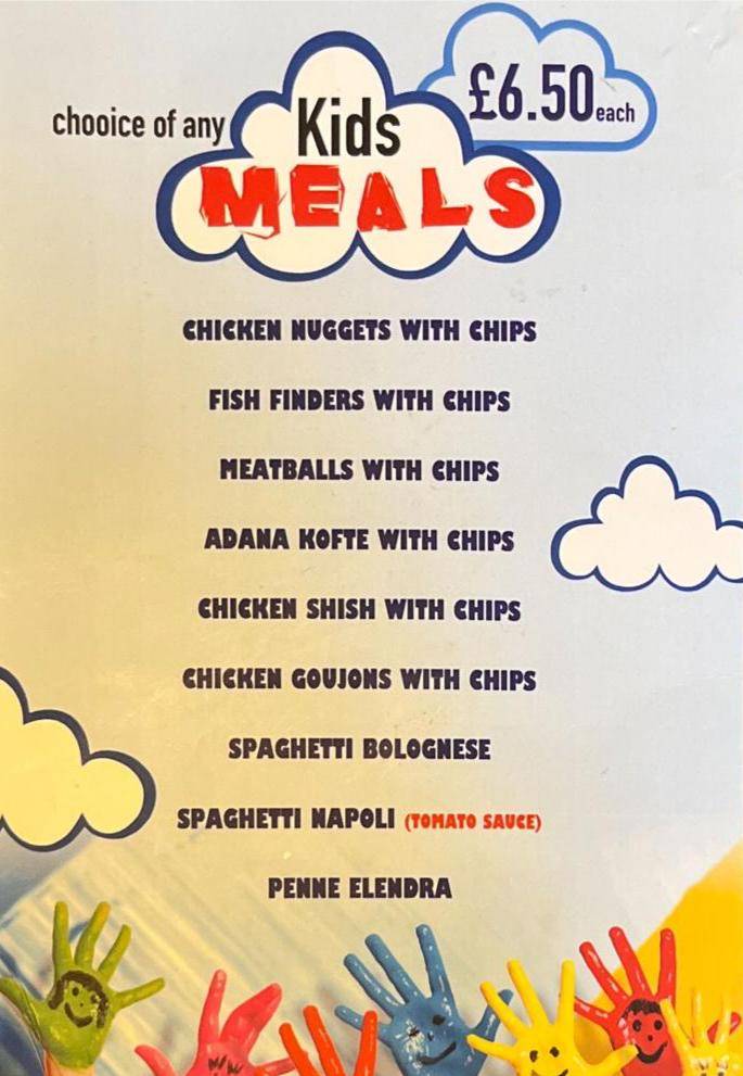 Menu at Milas restaurant, Dundee