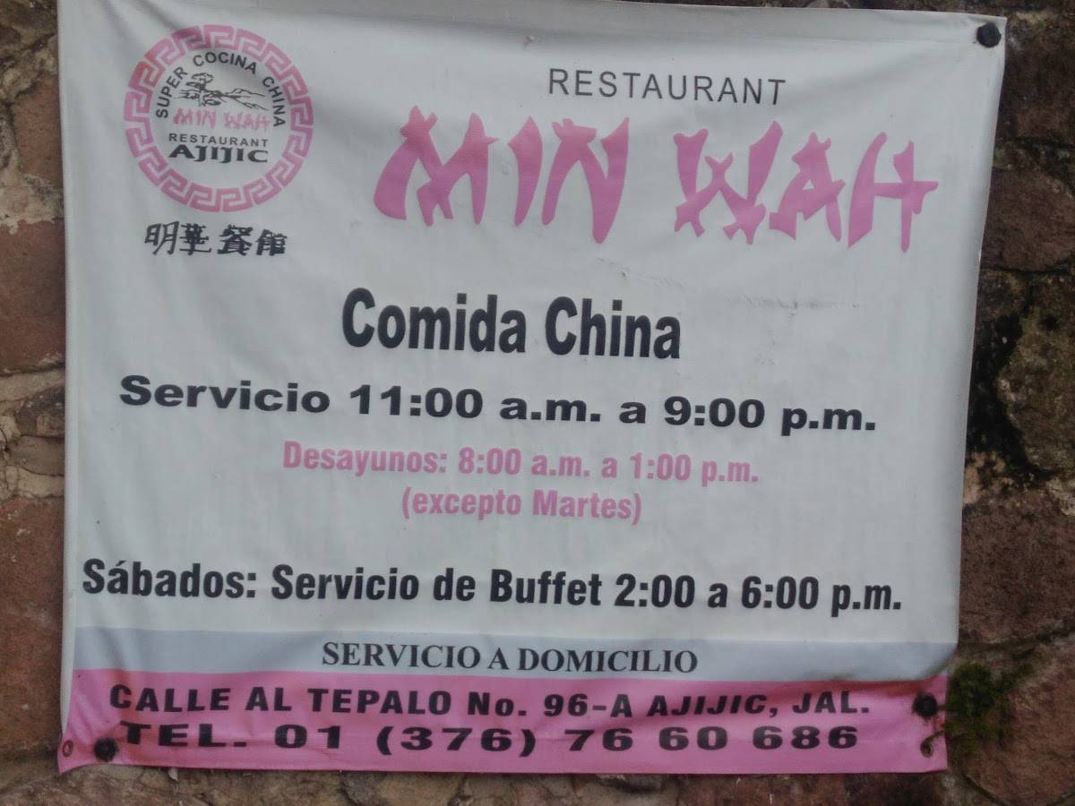 Menu at Min Wah restaurant, Ajijic