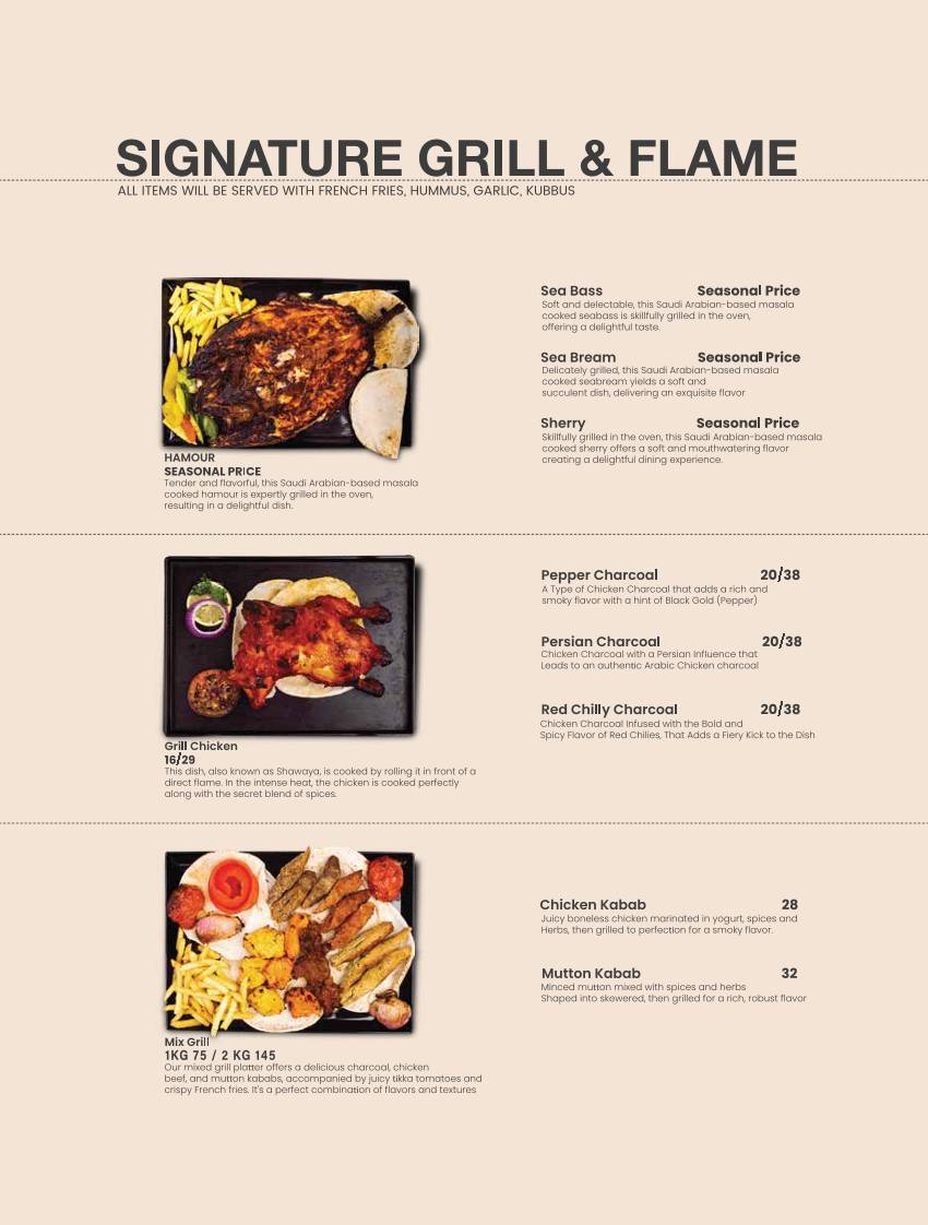 Menu at Mirache Grill Restaurant, Abu Dhabi
