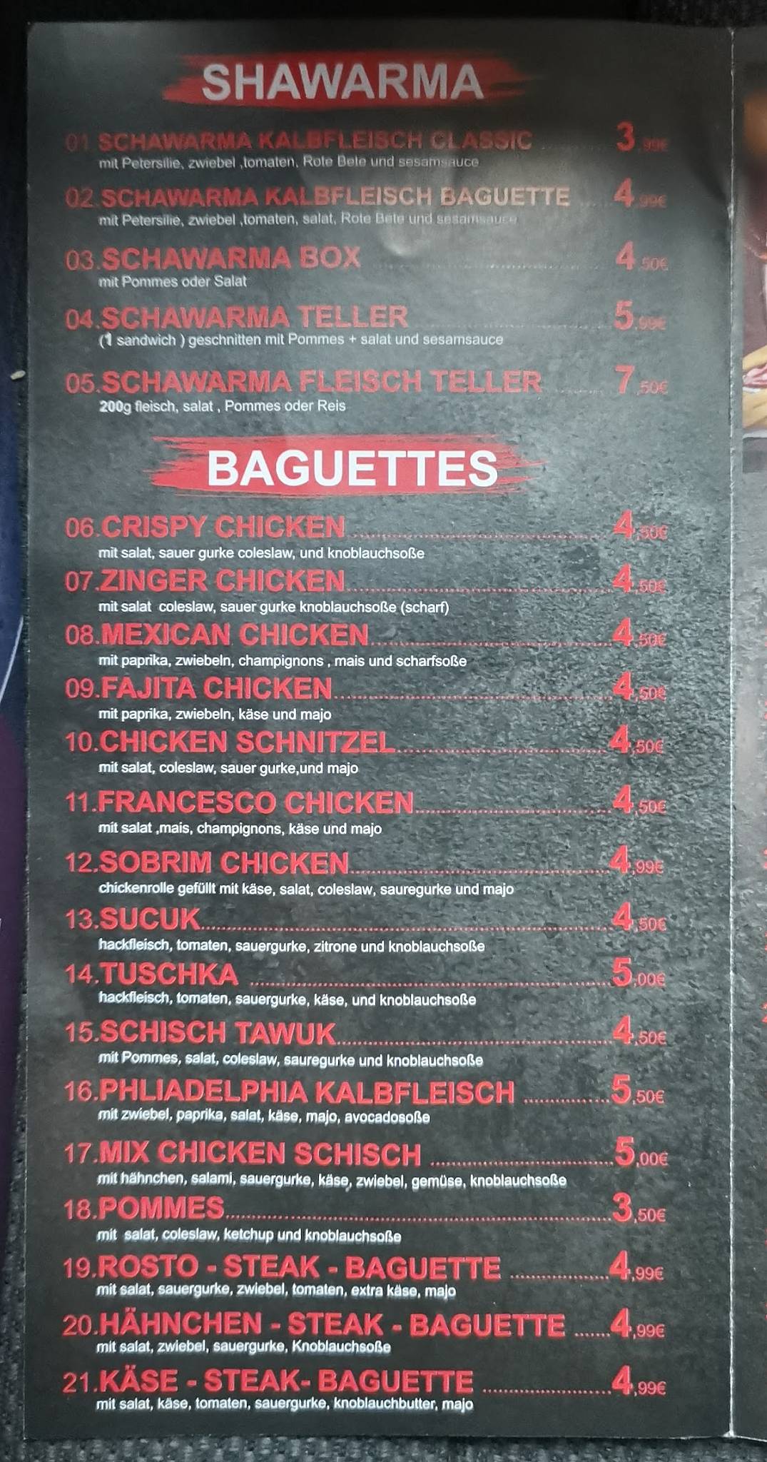 Speisekarte von Mix Chicken restaurant, Dortmund