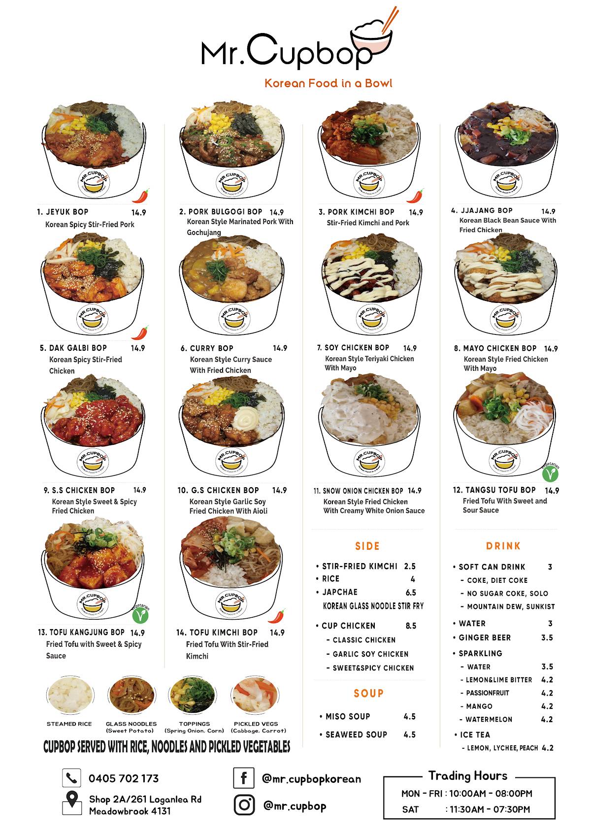 Menu at Mr.Cupbop restaurant, Meadowbrook