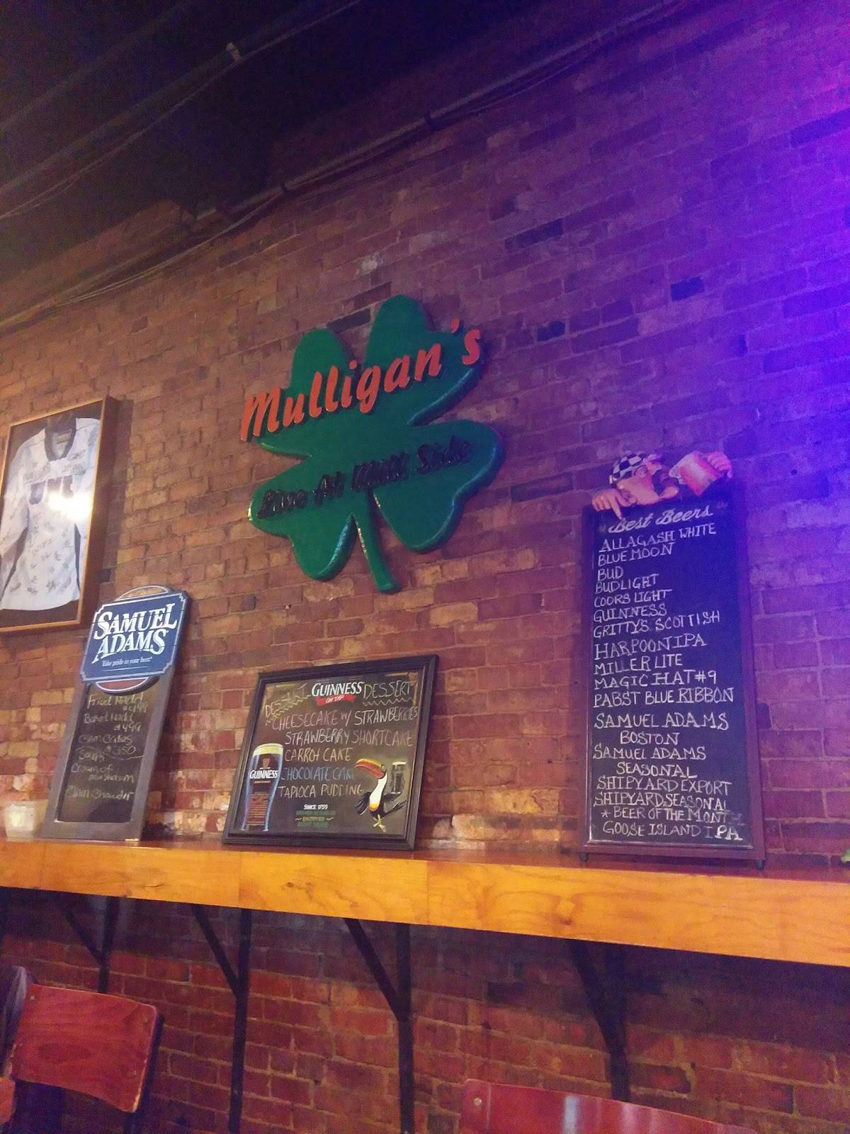 Menu at Mulligan's restaurant, Biddeford