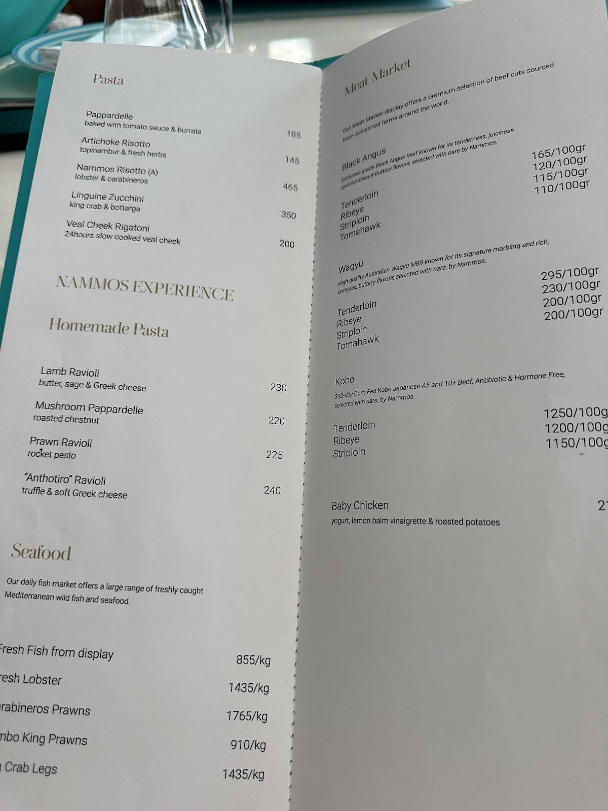 Menu at NAMMOS Dubai restaurant, Dubai