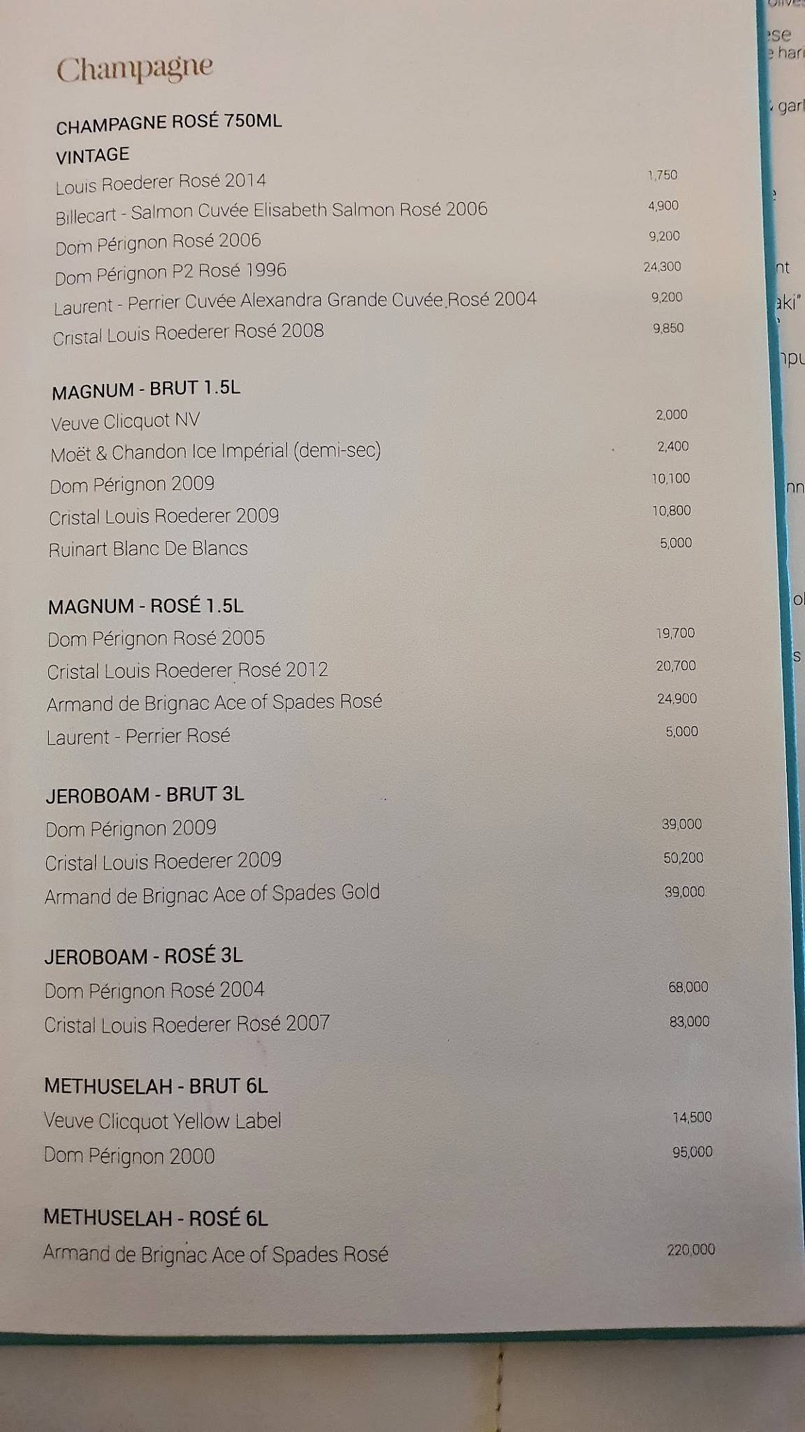 Menu at NAMMOS Dubai restaurant, Dubai