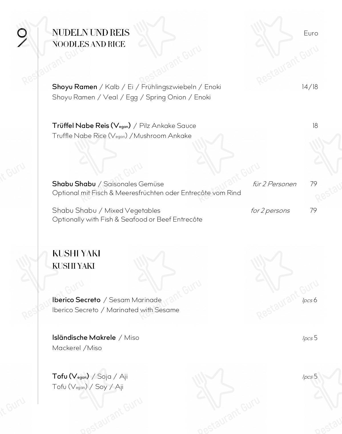 Speisekarte von NIKKEI NINE restaurant, Hamburg