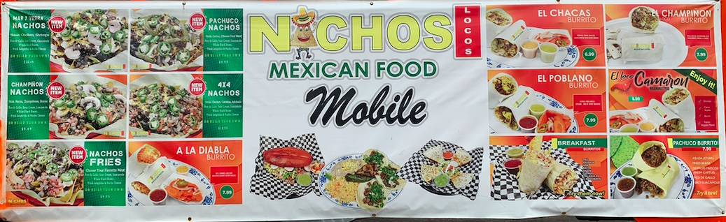 Menu at Nachos Locos Mexican Food (Nacho Bus) restaurant, Salem