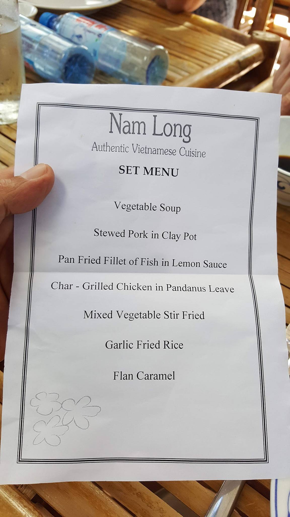 Menu at Nam Long Restaurant, Hoi An