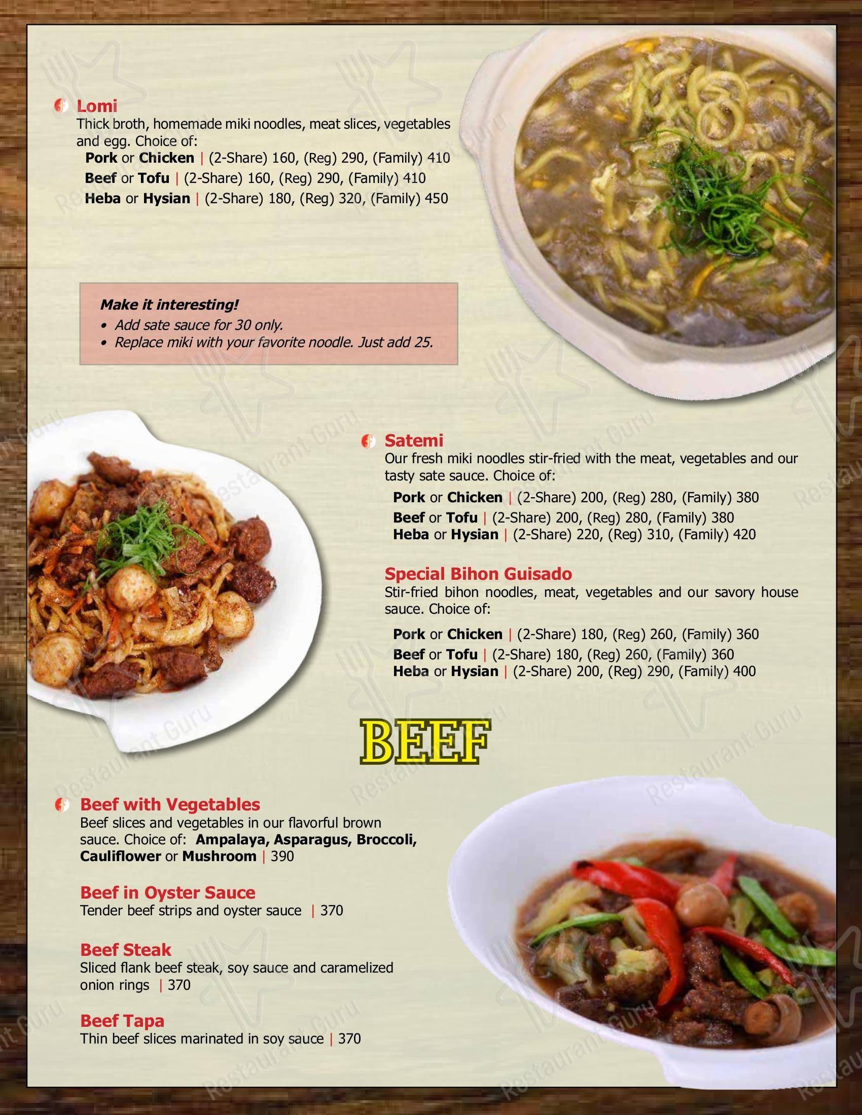 Menu at Davao Famous Restaurant, Davao City