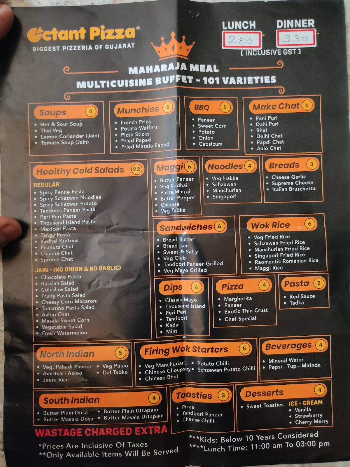 Menu at Octant Pizza, Waghodia - Vadodara, Vadodara, 1st floor