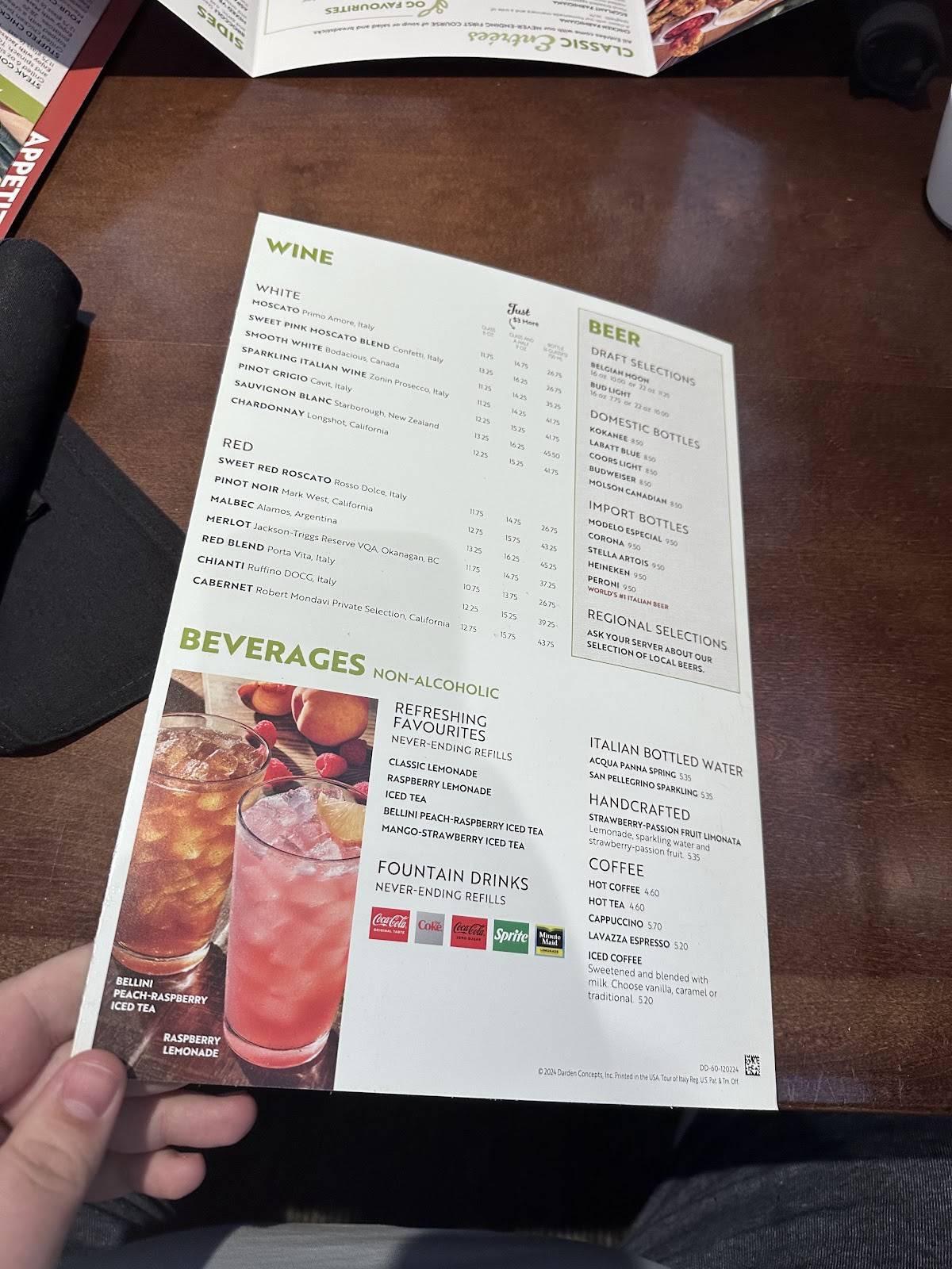 Menu at Olive Garden Italian Restaurant, Edmonton, Gateway Blvd NW