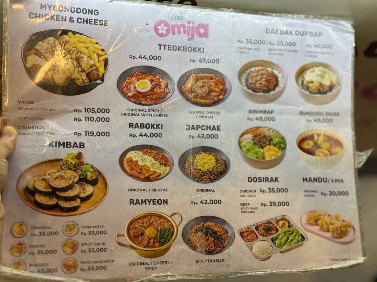 Menu at Omija - Central Park restaurant, West Jakarta, Central Park Office