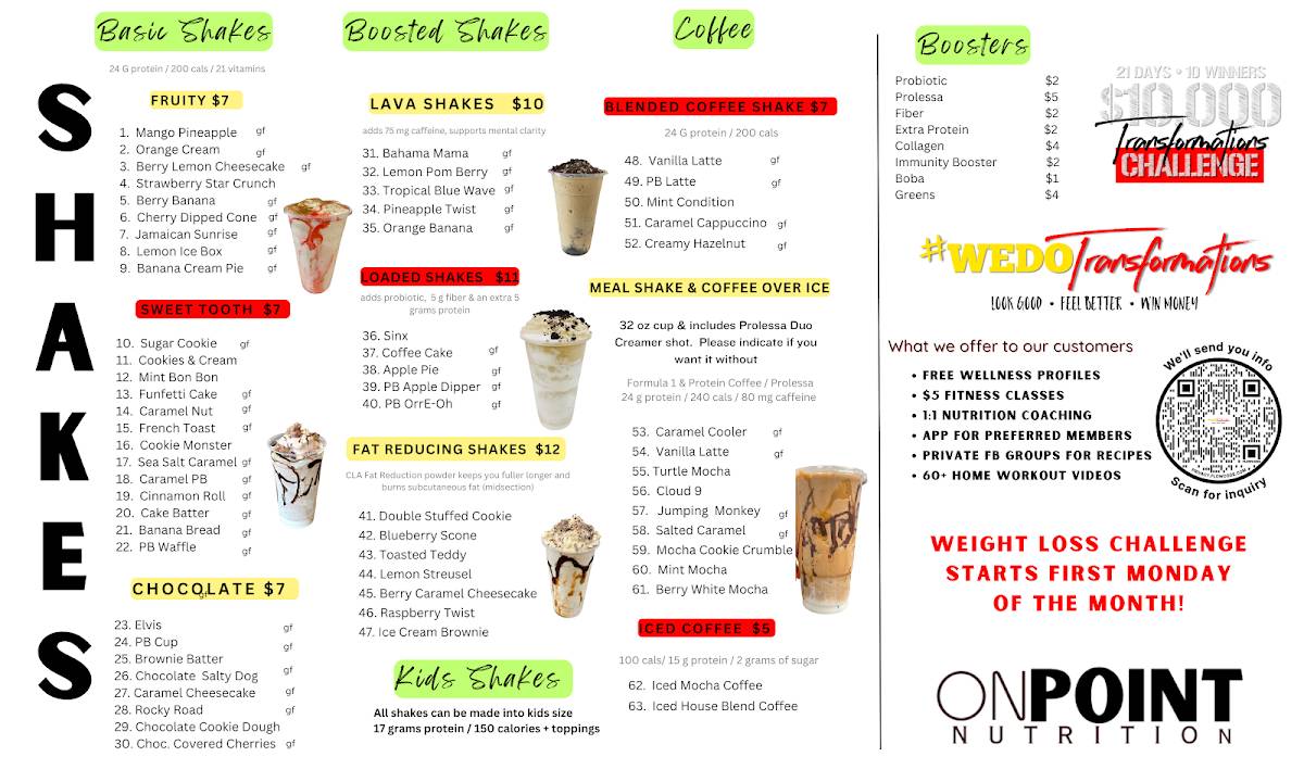 Menu at On Point restaurant, Norwood Young America