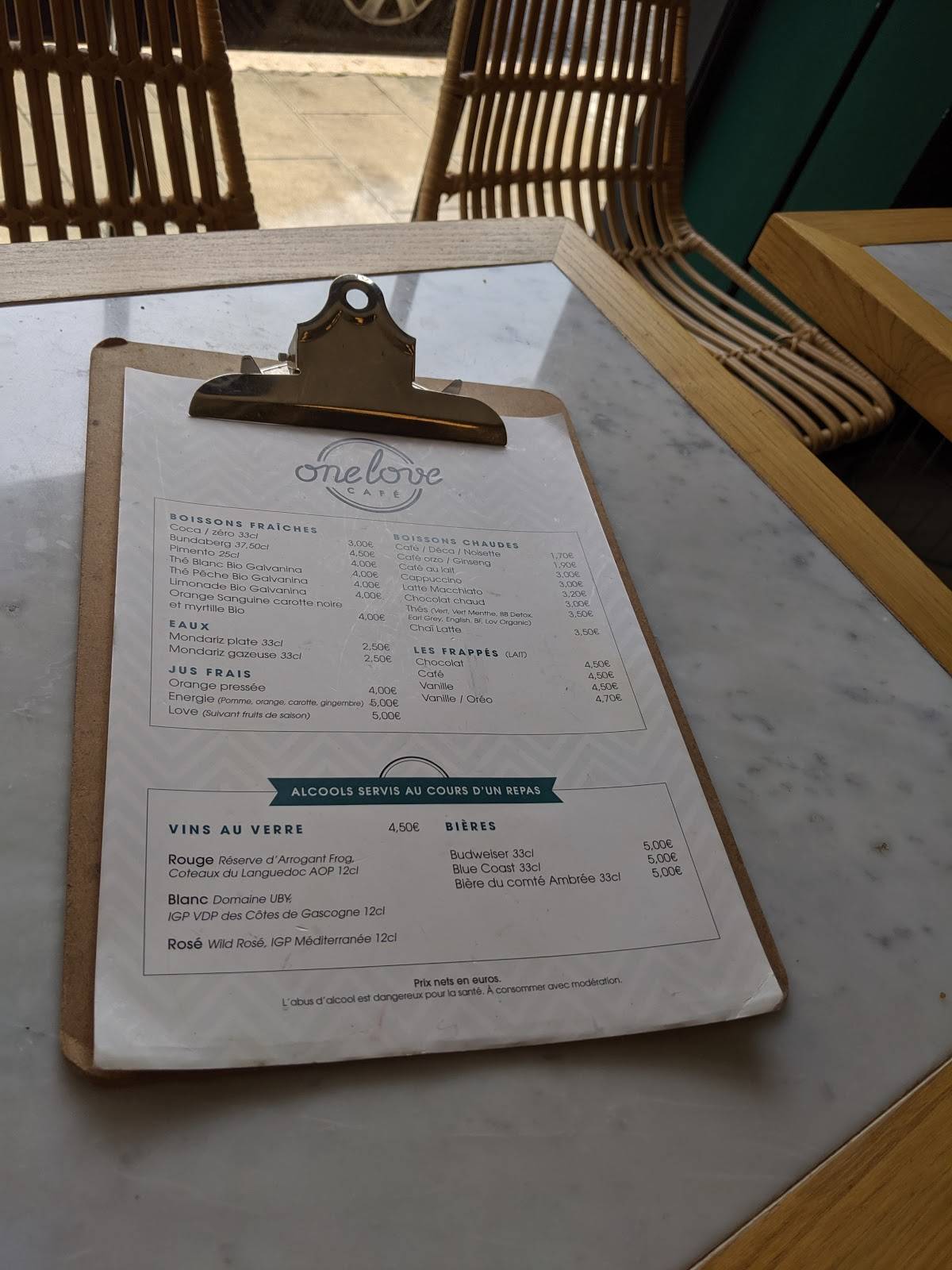 Menu at One Love Cafe, Nice