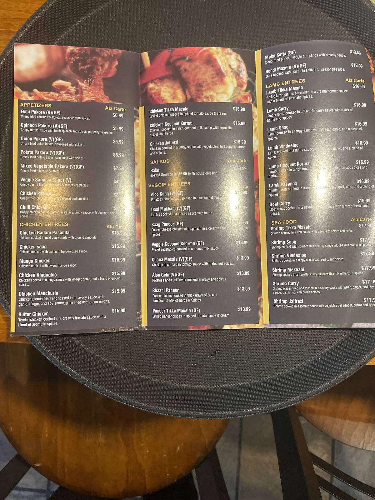 Menu at Oregon City India Grill restaurant, Oregon City