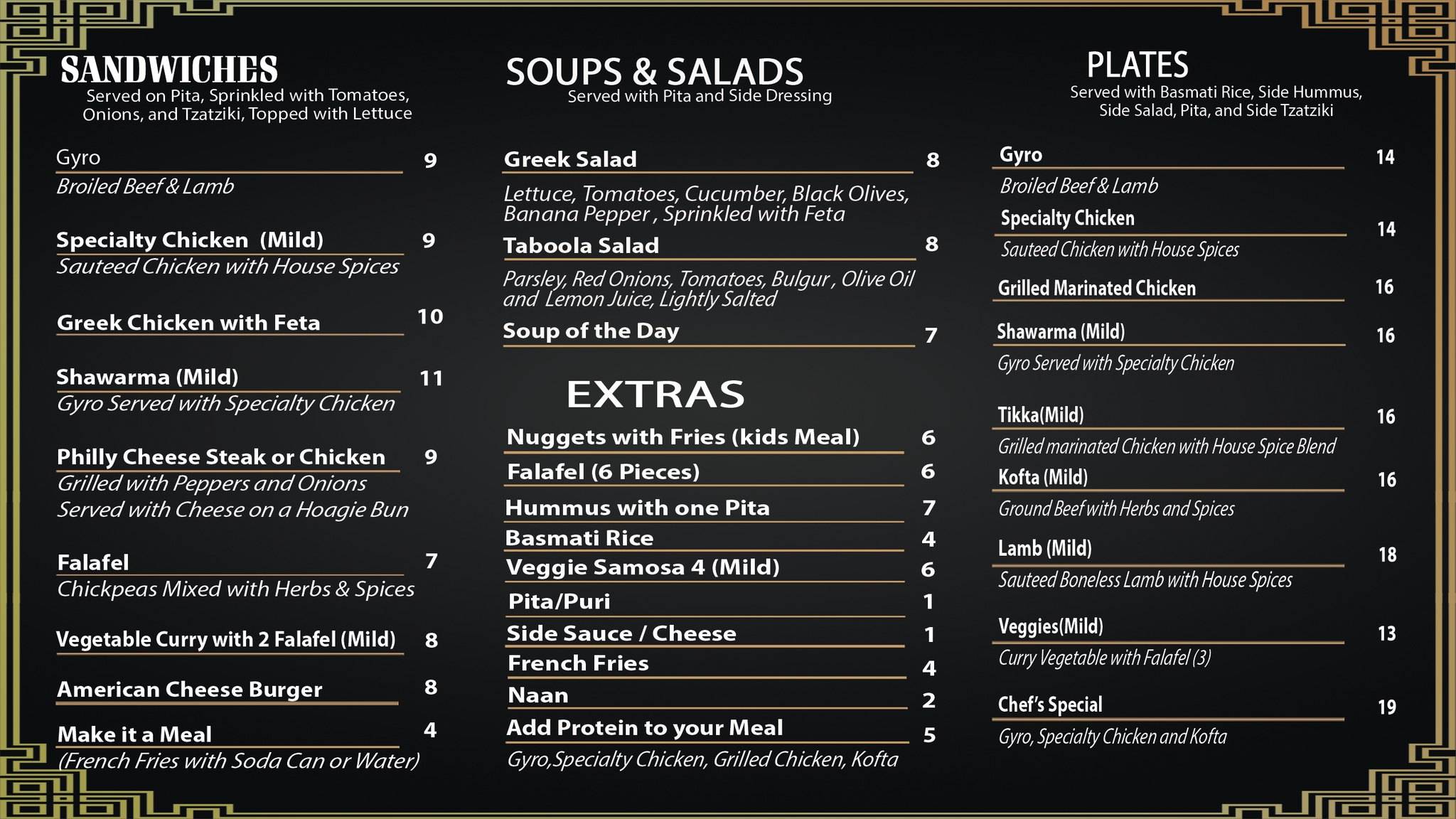 Menu at Original Mediterranean Grill restaurant, New Brighton