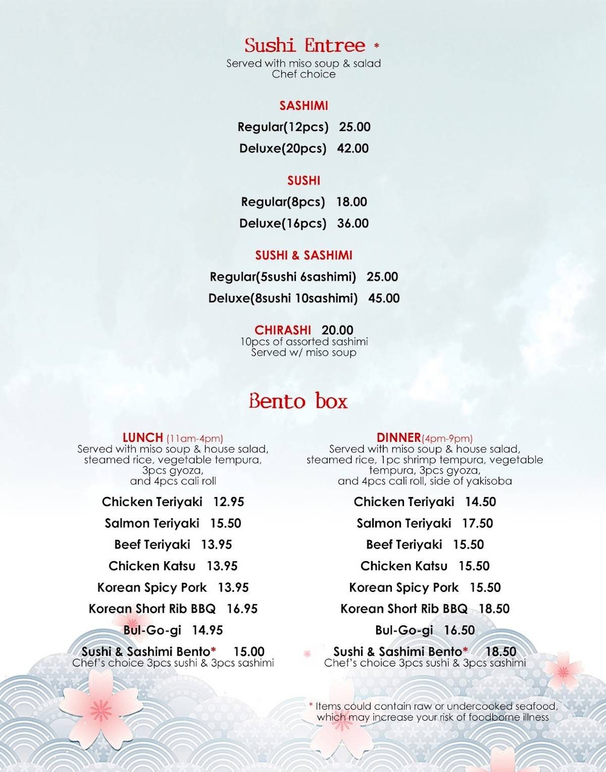 Menu at Oshio Teriyaki & Sushi restaurant, Enumclaw, 730 Griffin Ave