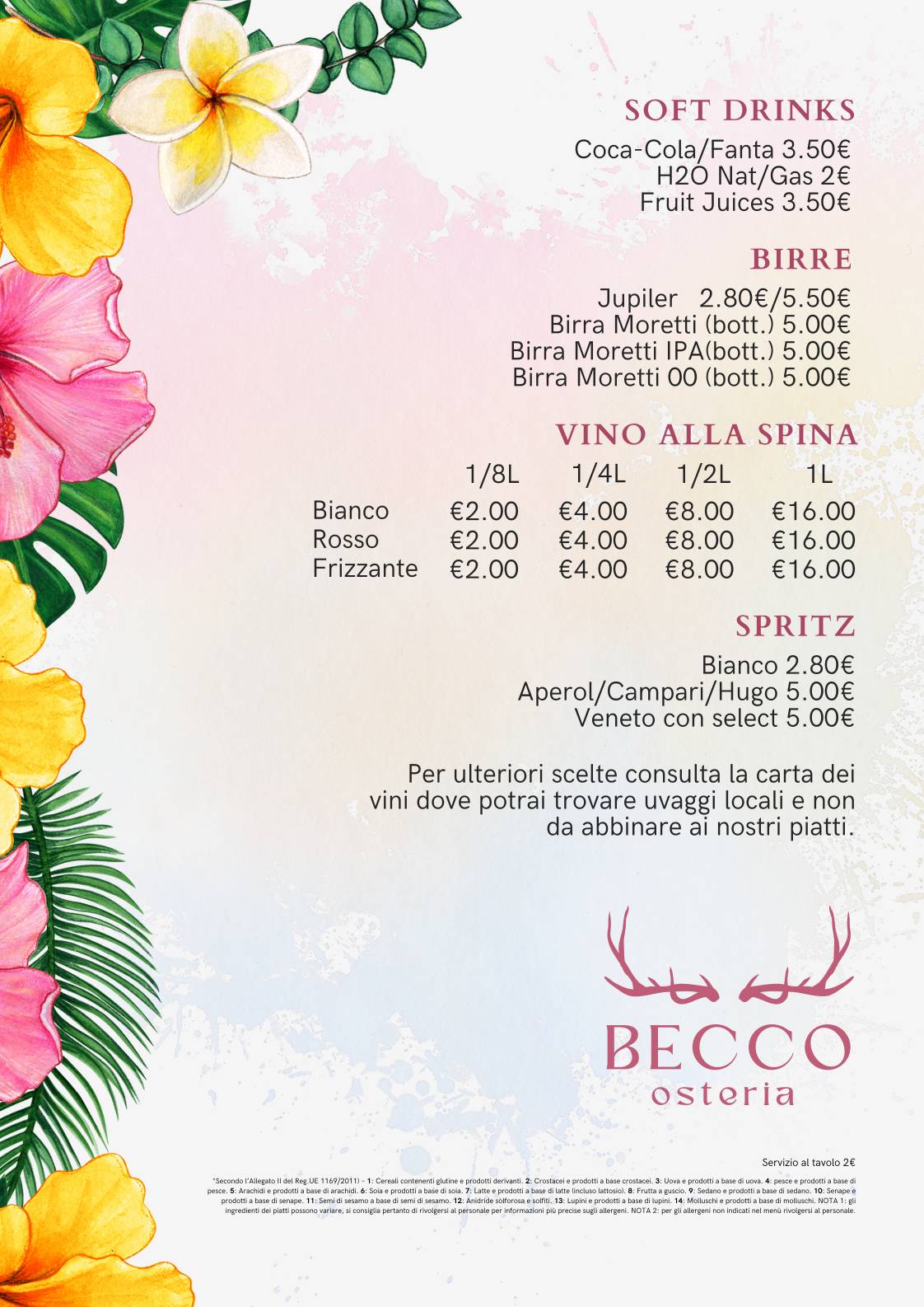 Speisekarte von Osteria Becco restaurant, Triest