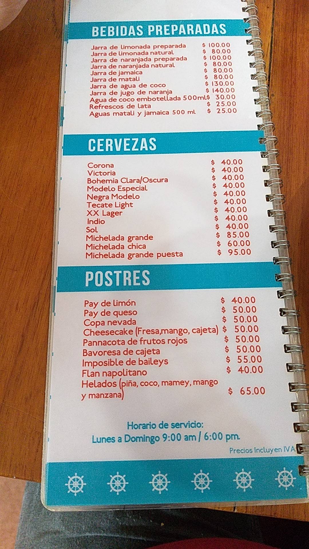 Carta del restaurante PESCADOS Y MARISCOS, Villahermosa