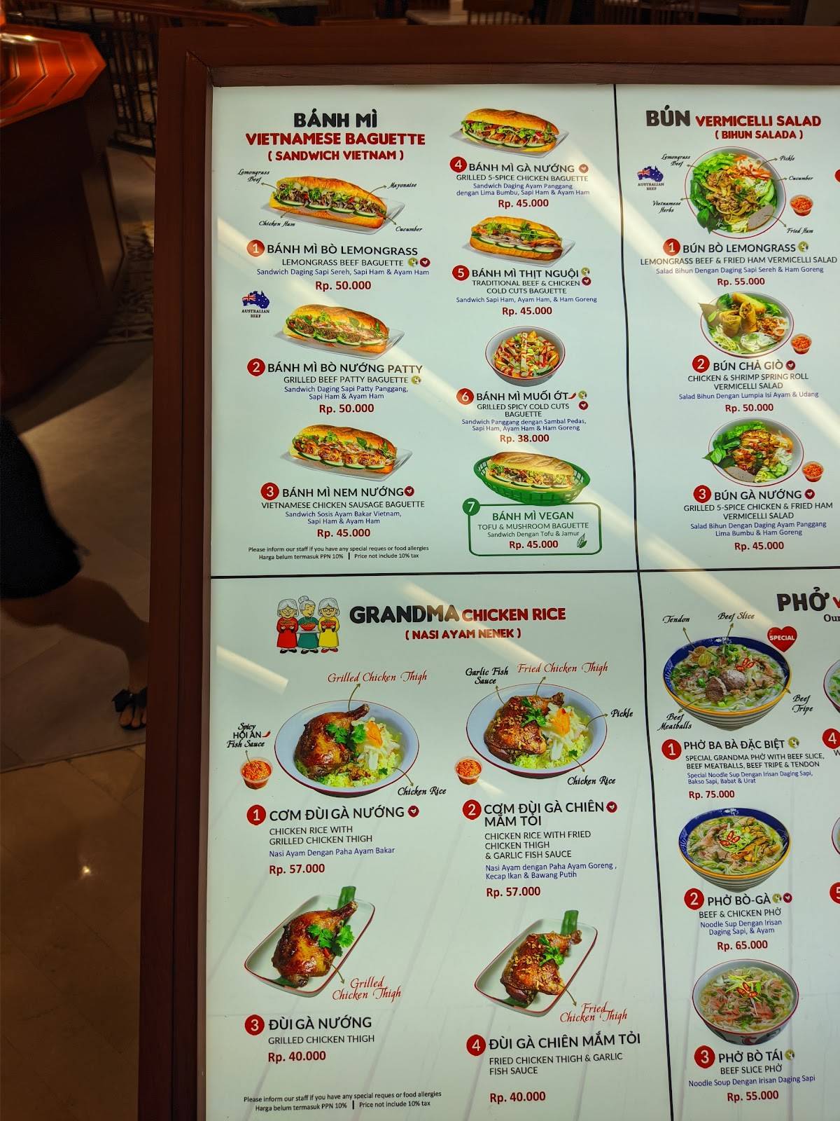 Menu at PHO BA BA restaurant, South Jakarta, LOTTE SHOPPING AVENUE