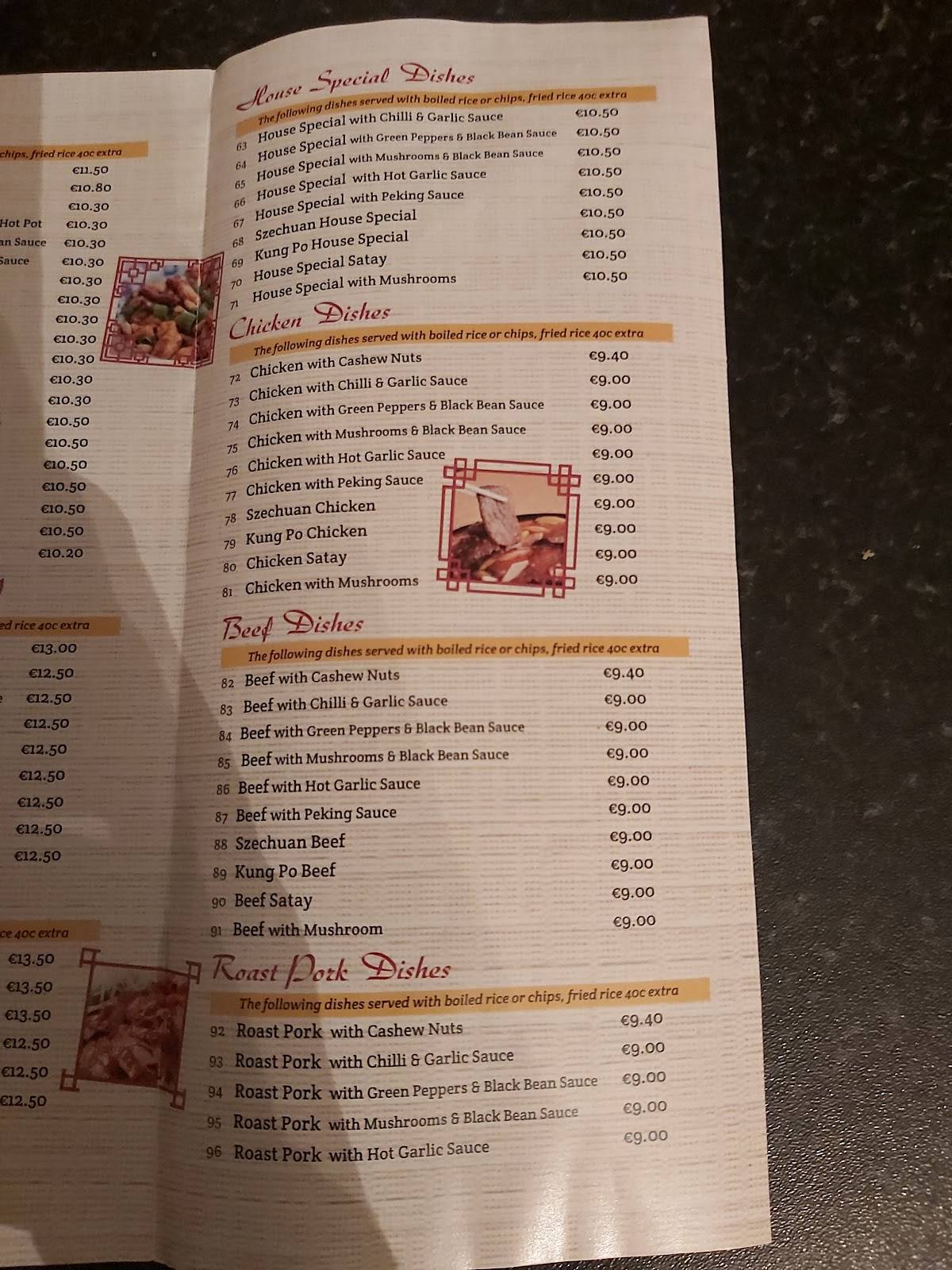 Menu at Pak Fook Gardens Chinese Restaurant, Youghal