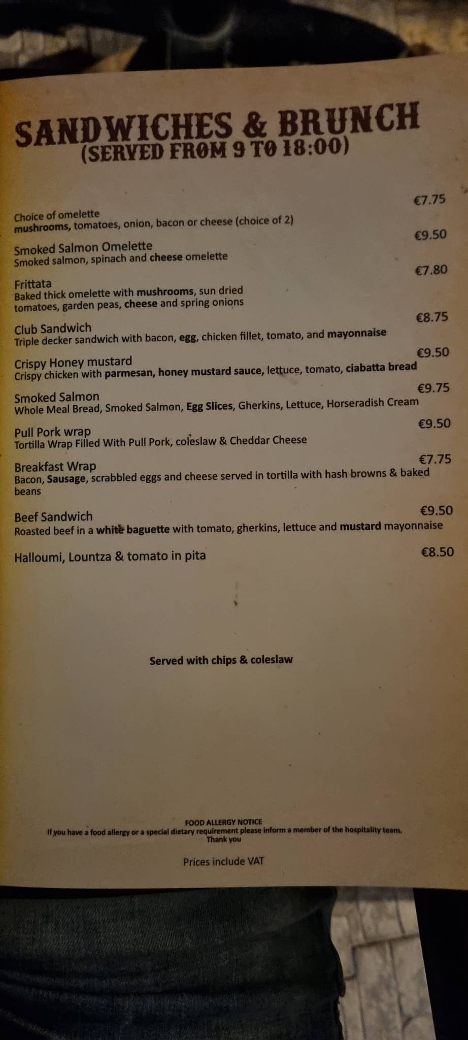 Menu at Pambis Diner, Paphos, Taksiarhon Ave
