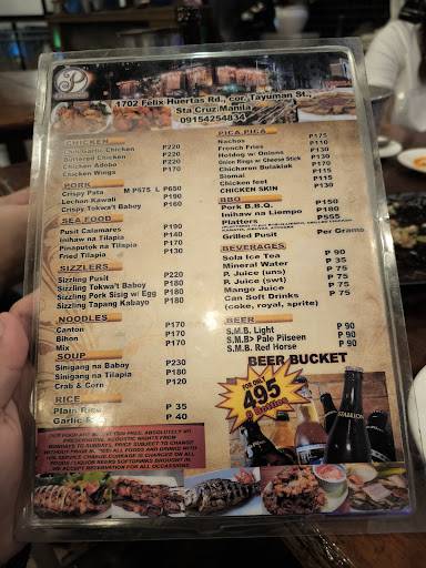 Menu at Panulukan Grill & Restaurant, Manila, Felix Huertas Rd