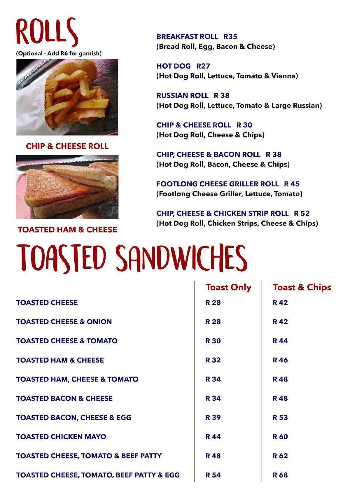 Menu at Pappa G's Kota Kings restaurant, Pretoria