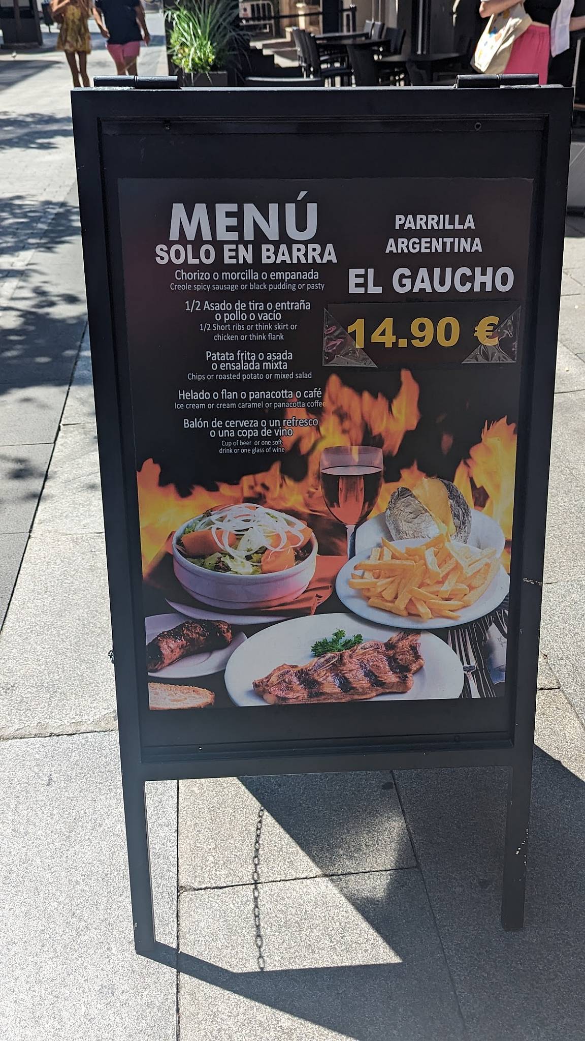 Carta de Parrilla El Gaucho Preciados, Madrid