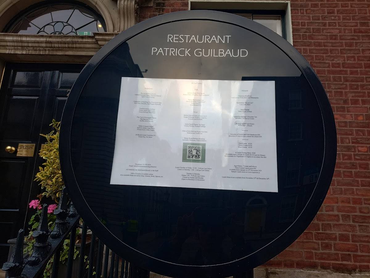 Menu at Restaurant Patrick Guilbaud, Dublin