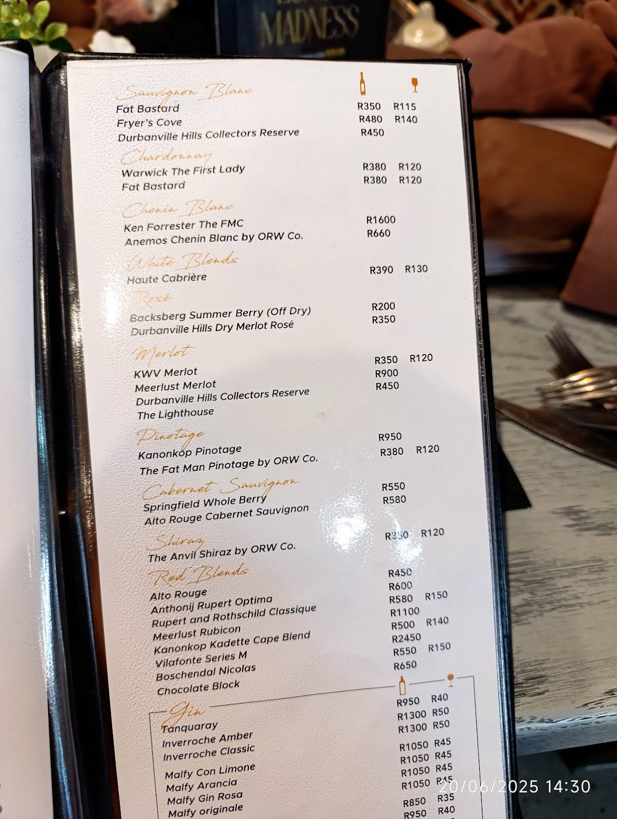 Menu at Perere Polokwane restaurant, Polokwane