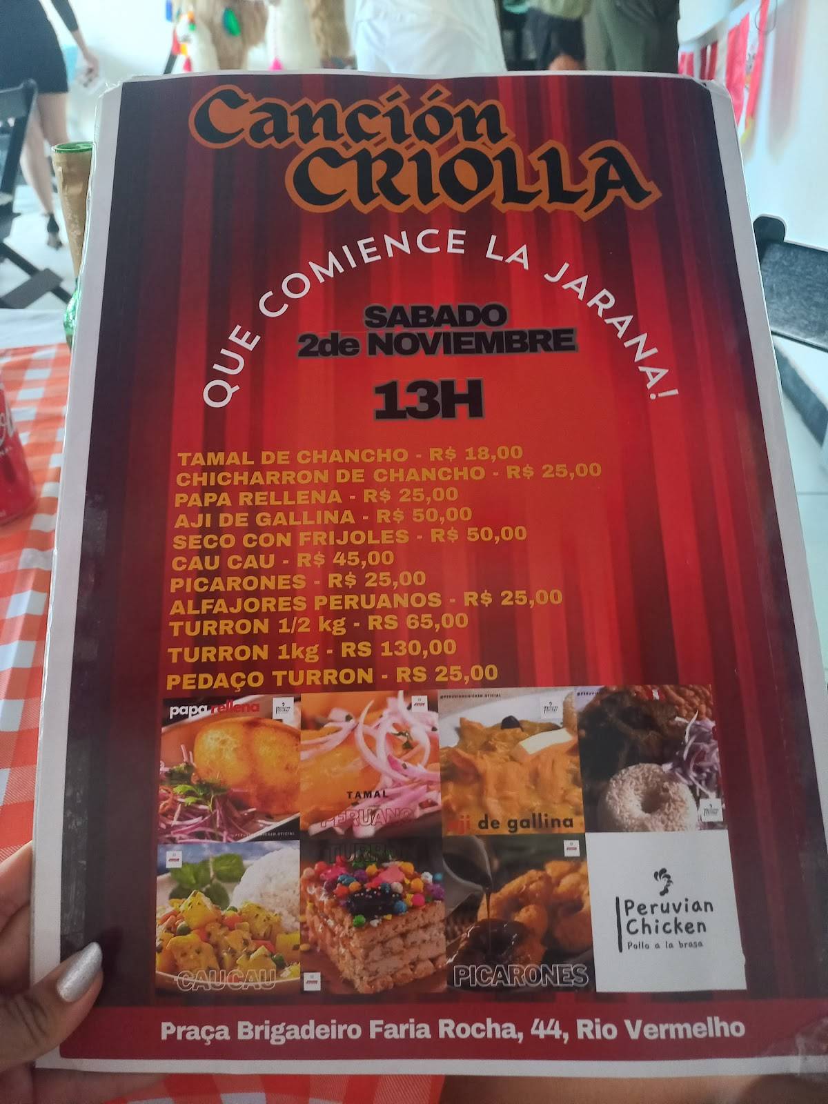 Menu em Peruvian Chicken Pollo a la Brasa restaurante, Salvador