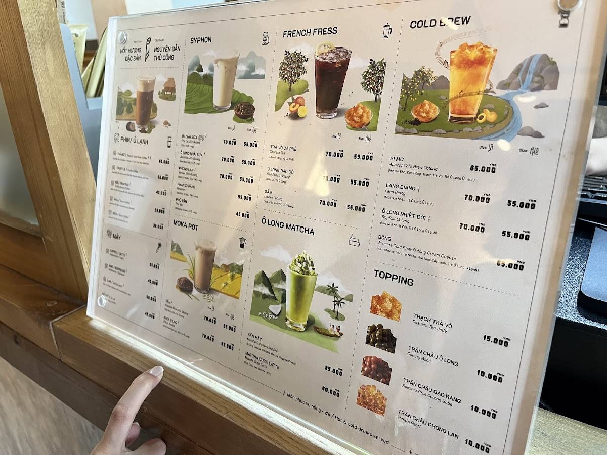Menu at Phê La - Hồ Con Rùa, Ho Chi Minh City