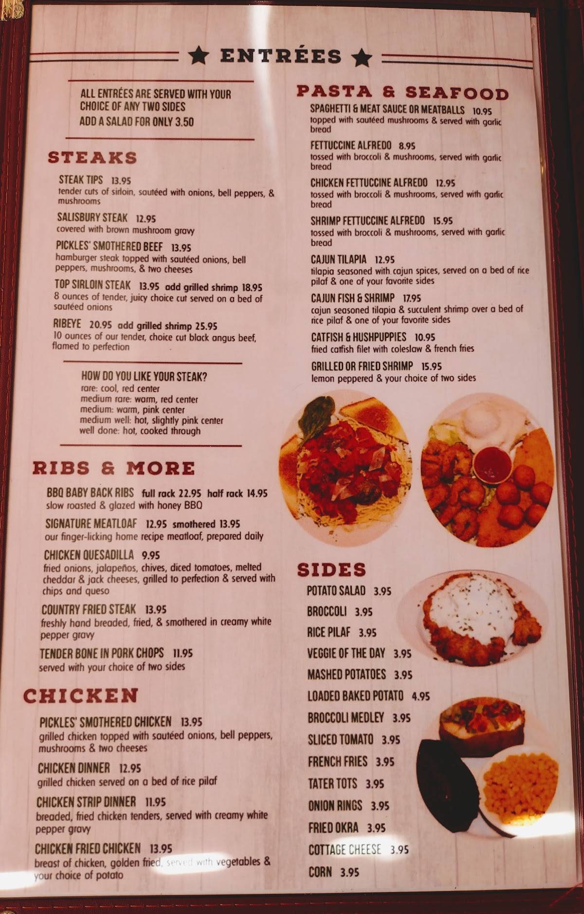 Menu at Pickles: America's Grill restaurant, Moore, N Moore Ave