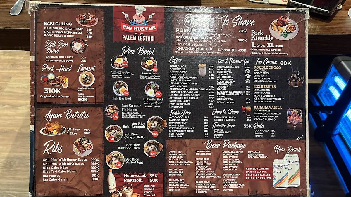 Menu at Pig hunter Taman Palem restaurant, West Jakarta