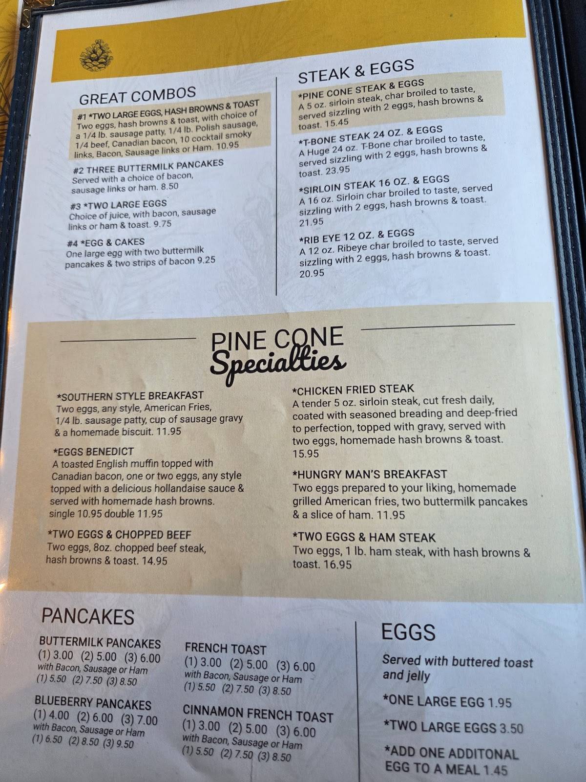 Menu at Pine Cone Restaurant, Johnson Creek