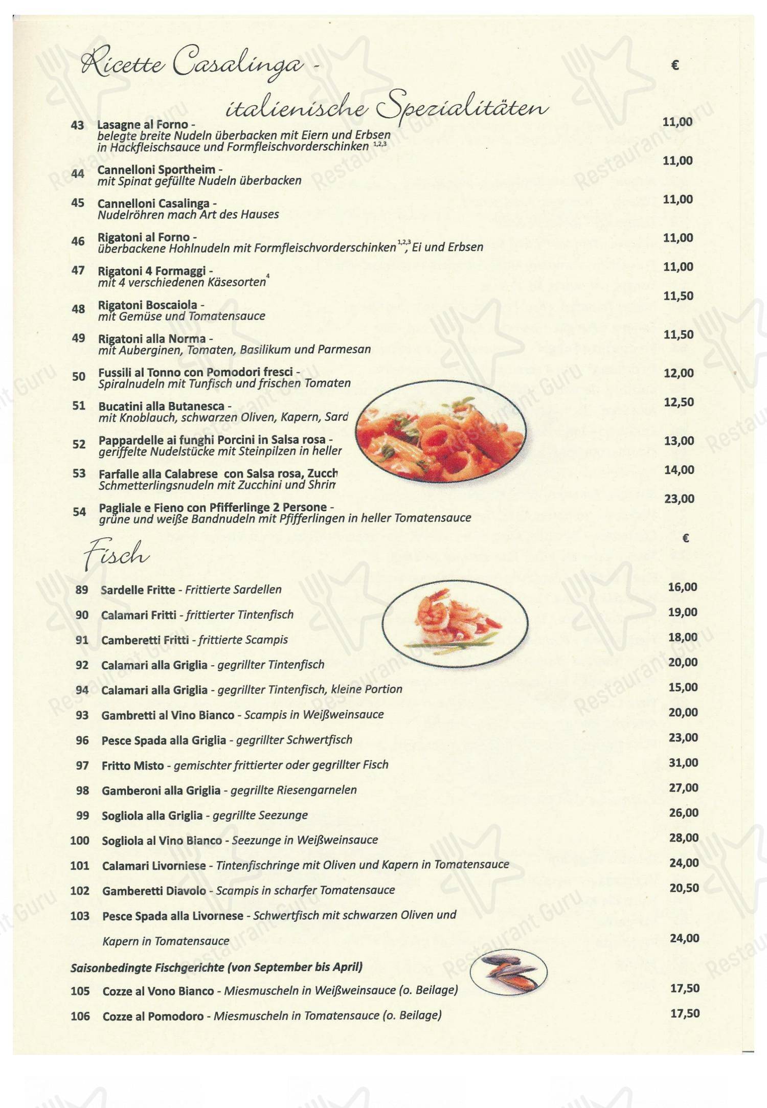 Speisekarte von Pizzeria Sportheim FSV Deufringen, Aidlingen